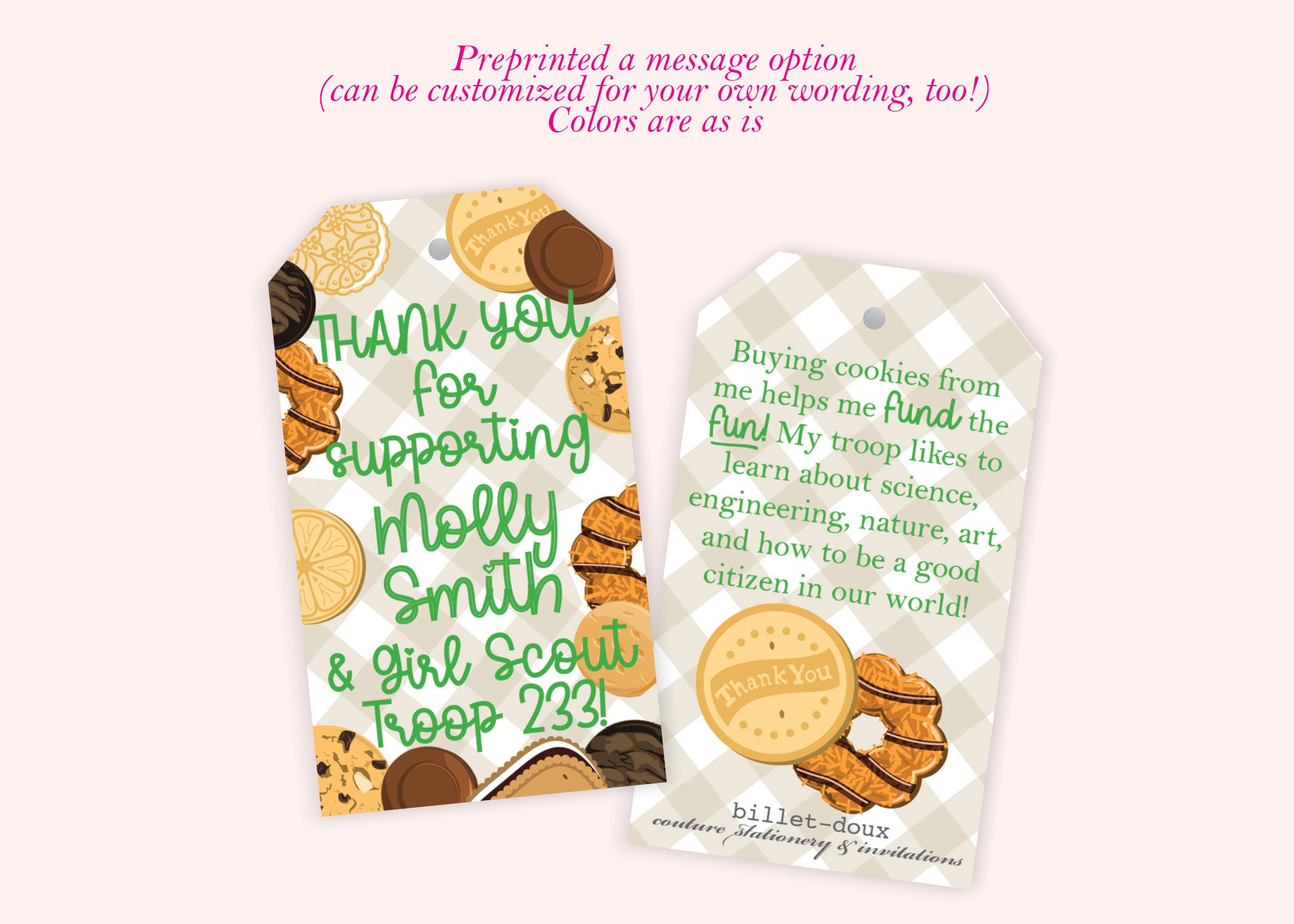 Girl Scout Cookie Tags Printables Girl Scout Cookies Thank You | TPT